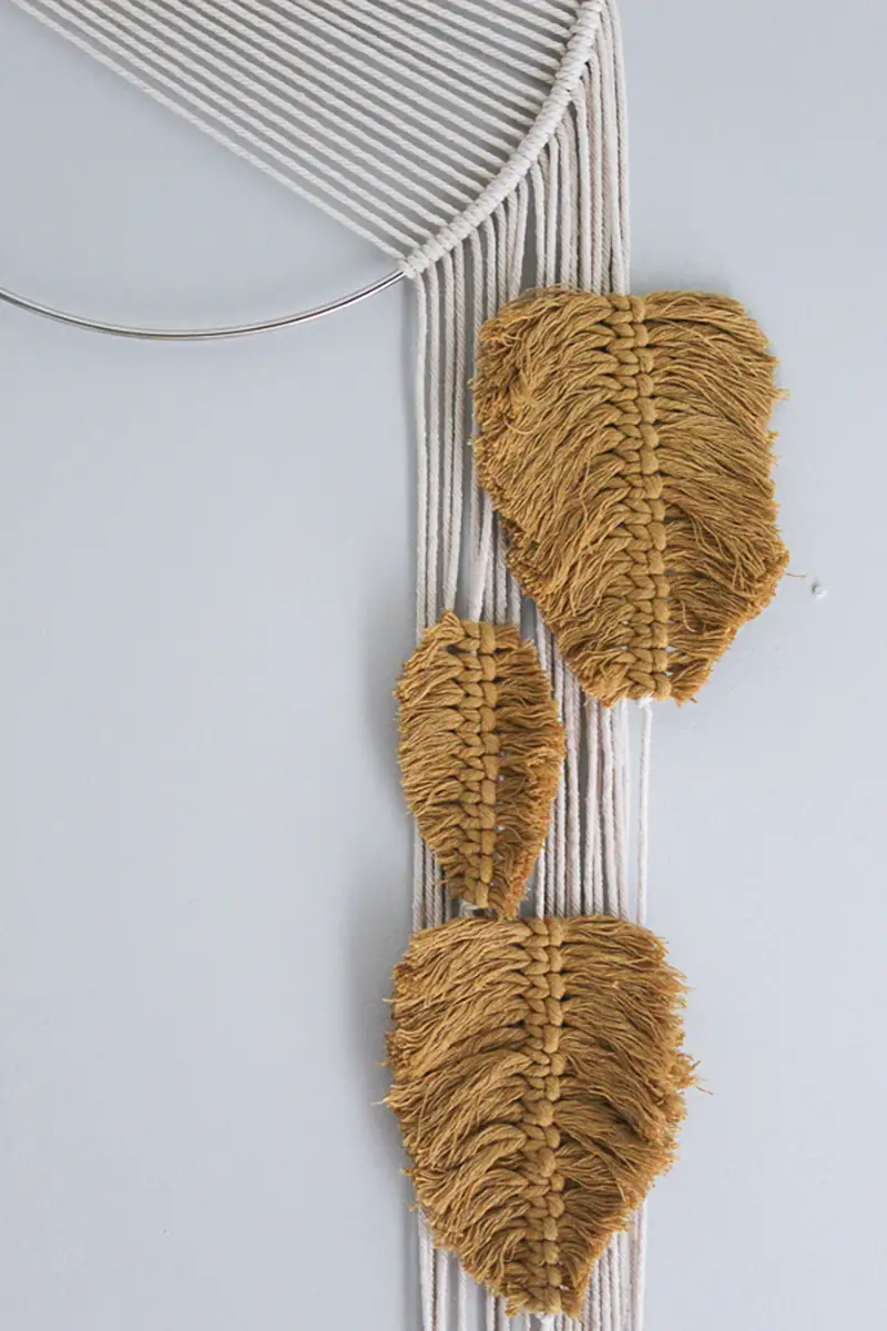 Simple Macrame Hoop Wall Hanging with Feathers - Macra-Made