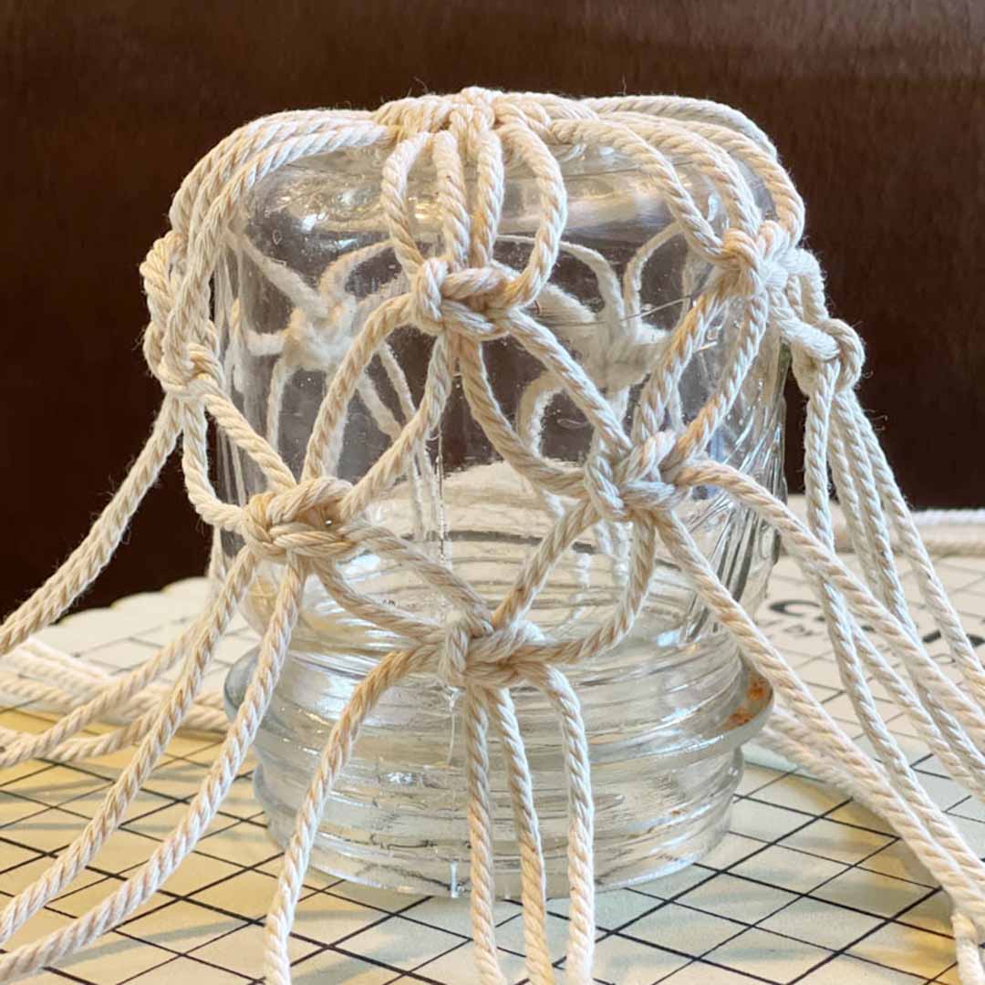DIY Macrame Glass Jar Covers Made with Square Knots - Macra-Made