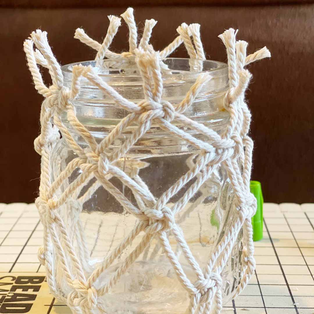 DIY Macrame Glass Jar Covers Made with Square Knots - Macra-Made