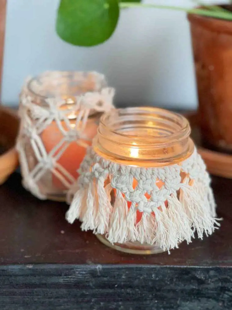 DIY Macrame Glass Jar Covers Made with Square Knots - Macra-Made